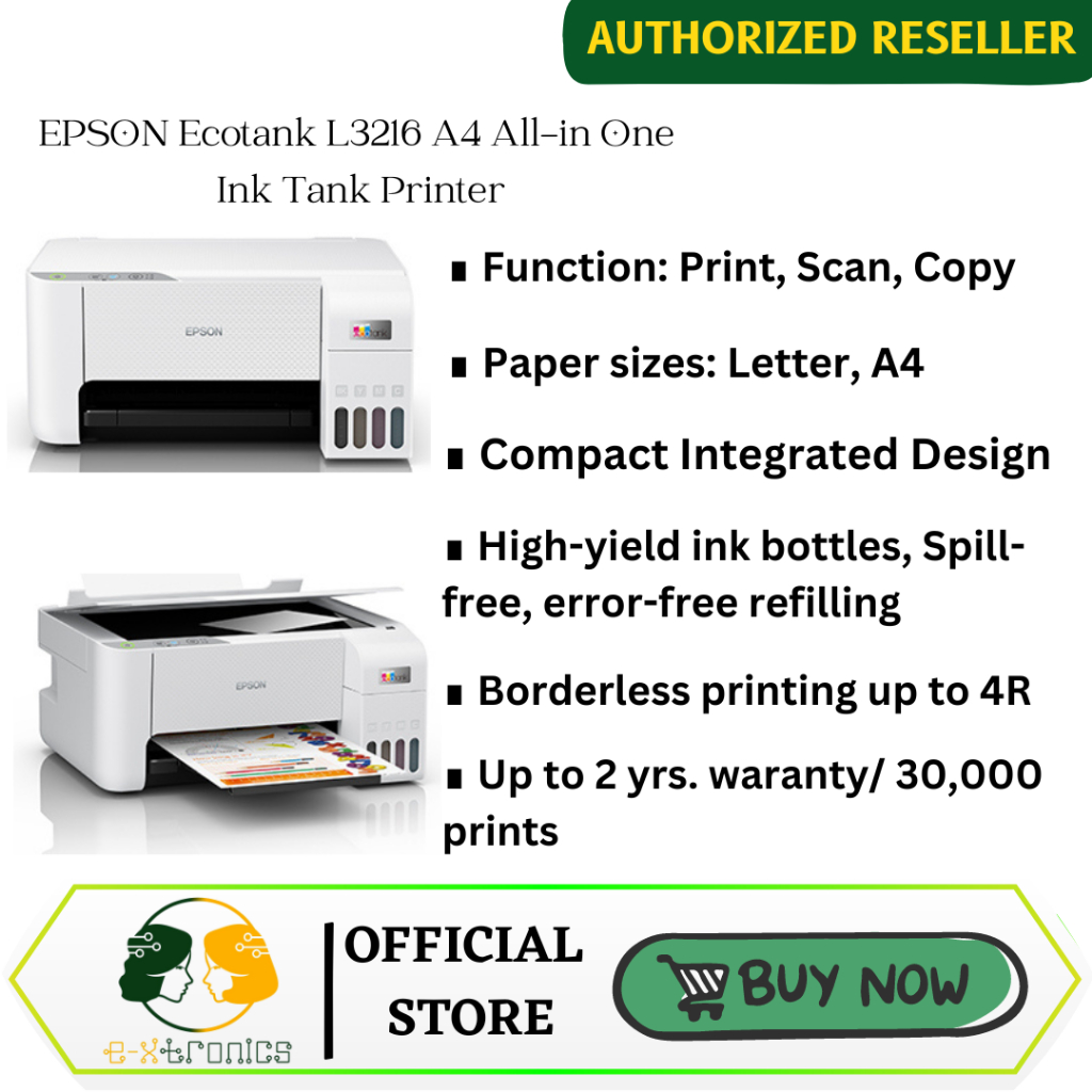 EPSON ECOTANK L3216 A4 ALL-IN-TANK INK TANK PRINTER | Shopee Philippines