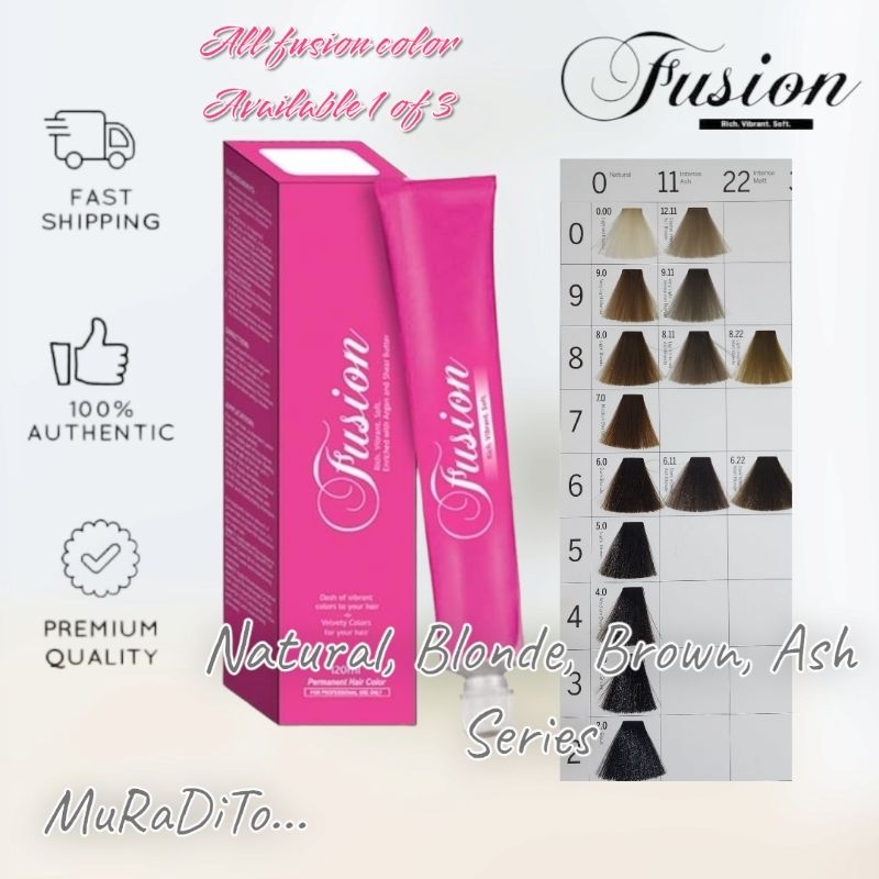 FUSION permanent hair color cream ( NATURAL, BROWN, ASH SERIES: black ...