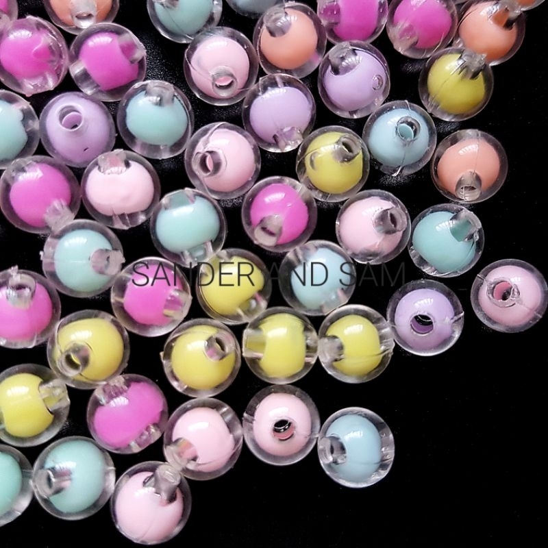 Clear Colored Acrylic Sago Round Beads Charms Ornaments for DIY ...