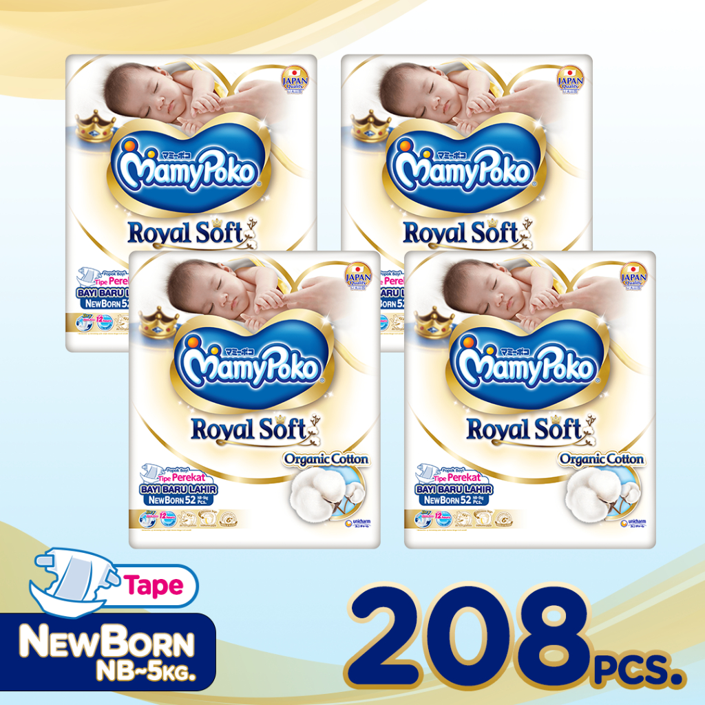 MAMYPOKO Royal Soft Organic Cotton Baby Disposable Diaper Tape Newborn ...