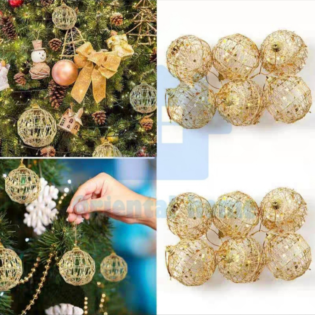 Glittery Mini Hanging Iron Balls For Christmas Tree, Garland Stair And ...
