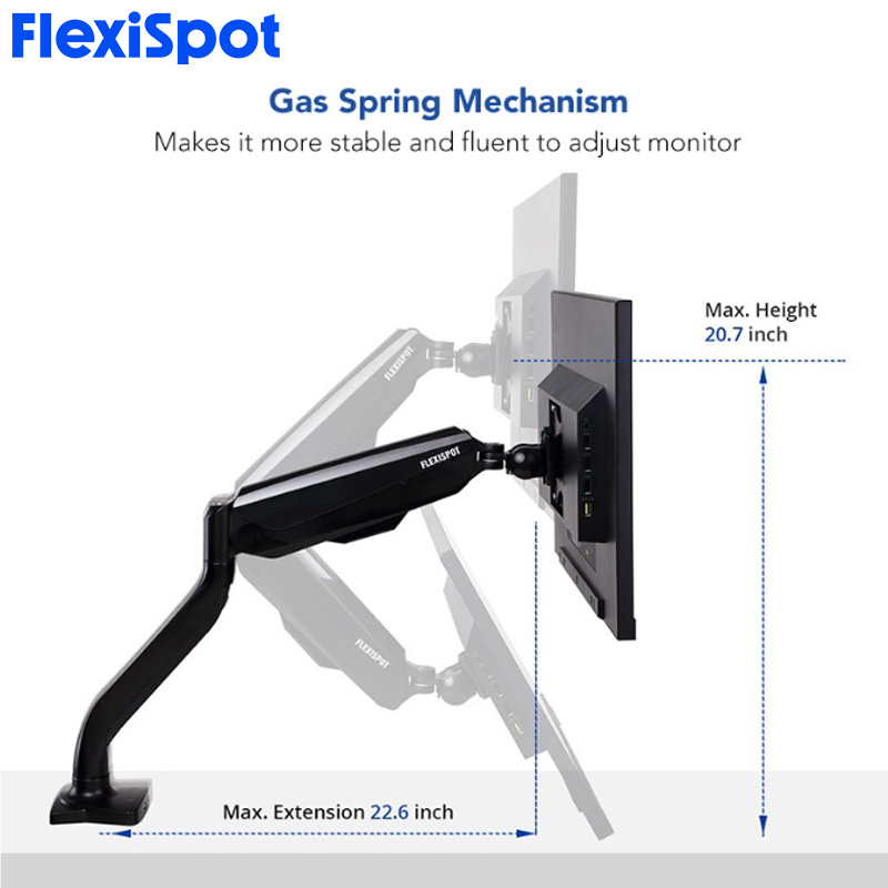 FlexiSpot F7 Single Gas Spring Monitor Desk Mount Monitor Stand ...