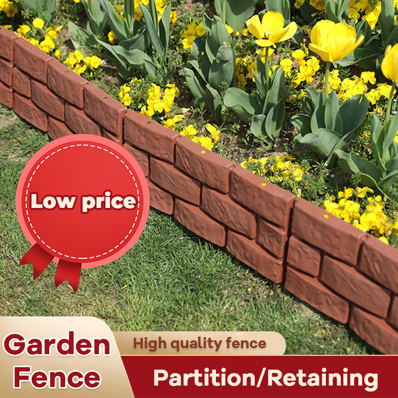 Garden fence Flower bed guardrail Brick red Plastic outdoor short lawn ...