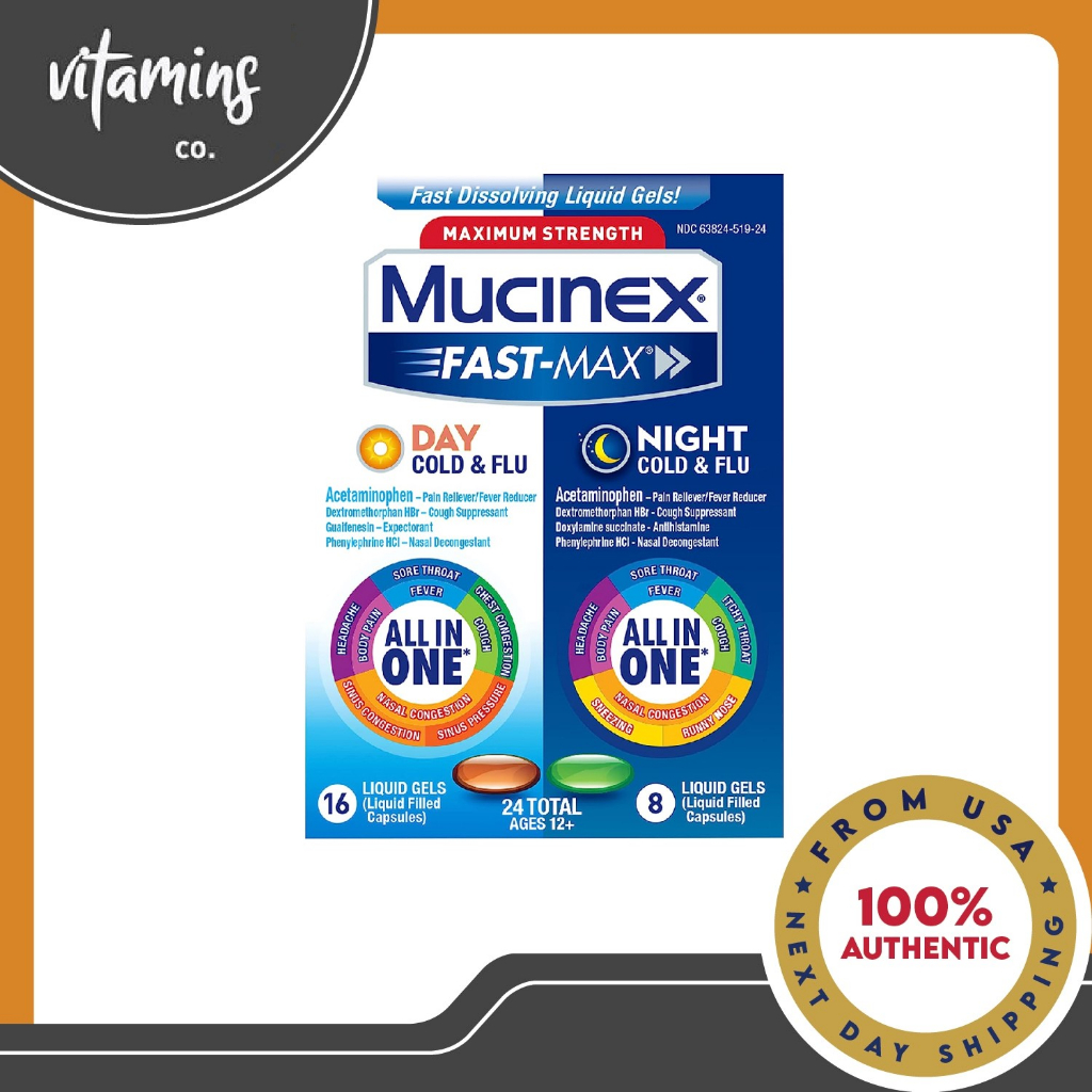 Mucinex Maximum Strength Fast-Max Max Day and Night Cold & Flu Liquid ...