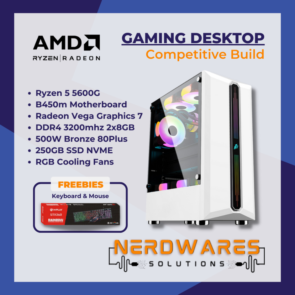 Gaming Computer Desktop Bundle Full Set Ryzen 5 5600G 16GB DDR4 RAM ...
