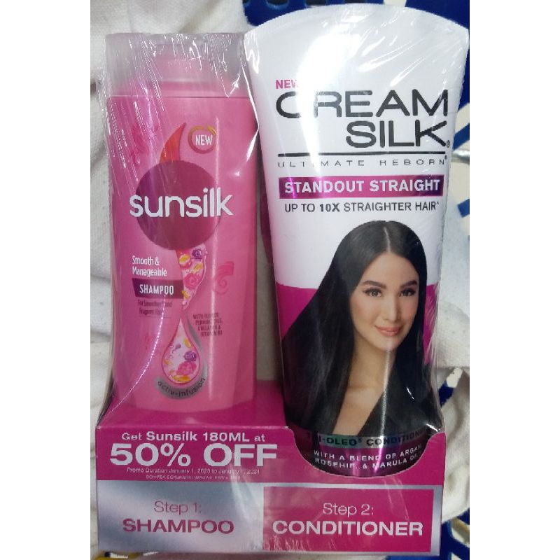 Sunsilk Shampoo Pink Smooth & Manageable 180ml + Creamsilk Conditioner ...