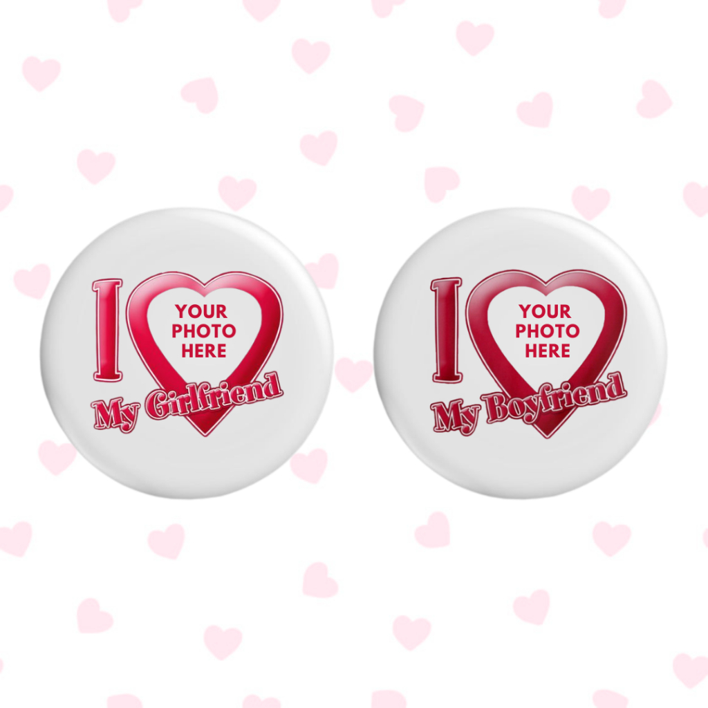 Personalize I love GF/BF Sold by Pair Button Pin/ Matching Tinplate pin ...