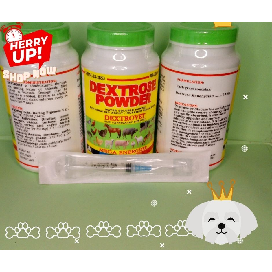 Dextrovet Dextrose Powder Mega-Energizer (300g) with 1 FREE SYRINGE ...