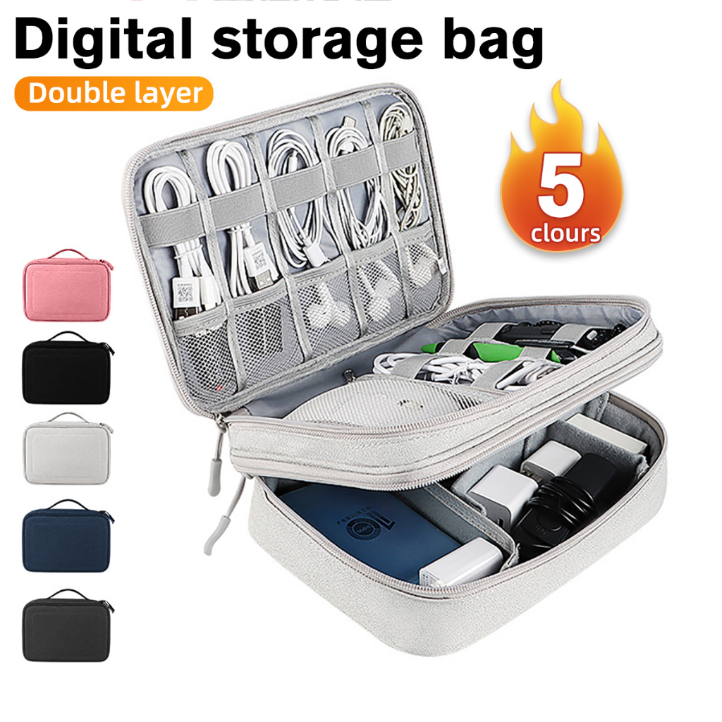 Double Layer Travel Gadget Organizer Storage Cable Storage Bag, Travel ...
