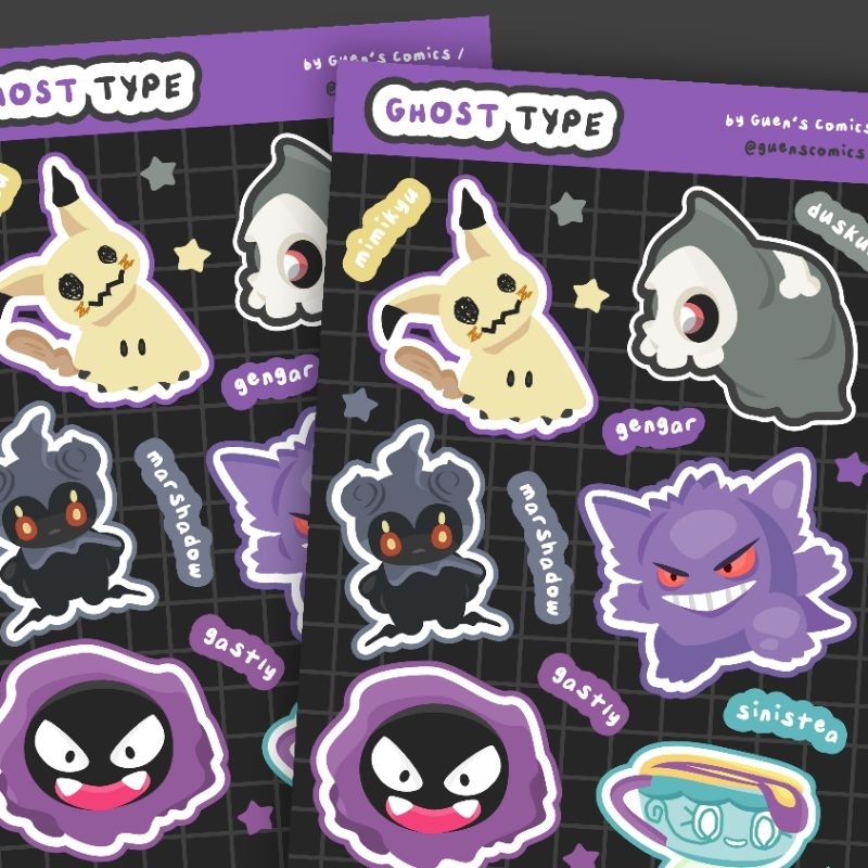 Pokemon Ghost Type Glitter-Laminated Sticker Sheet | Shopee Philippines