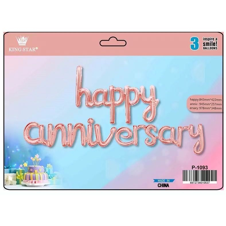 Happy Anniversary Cursive Letter Foil Balloon Set | Shopee Philippines