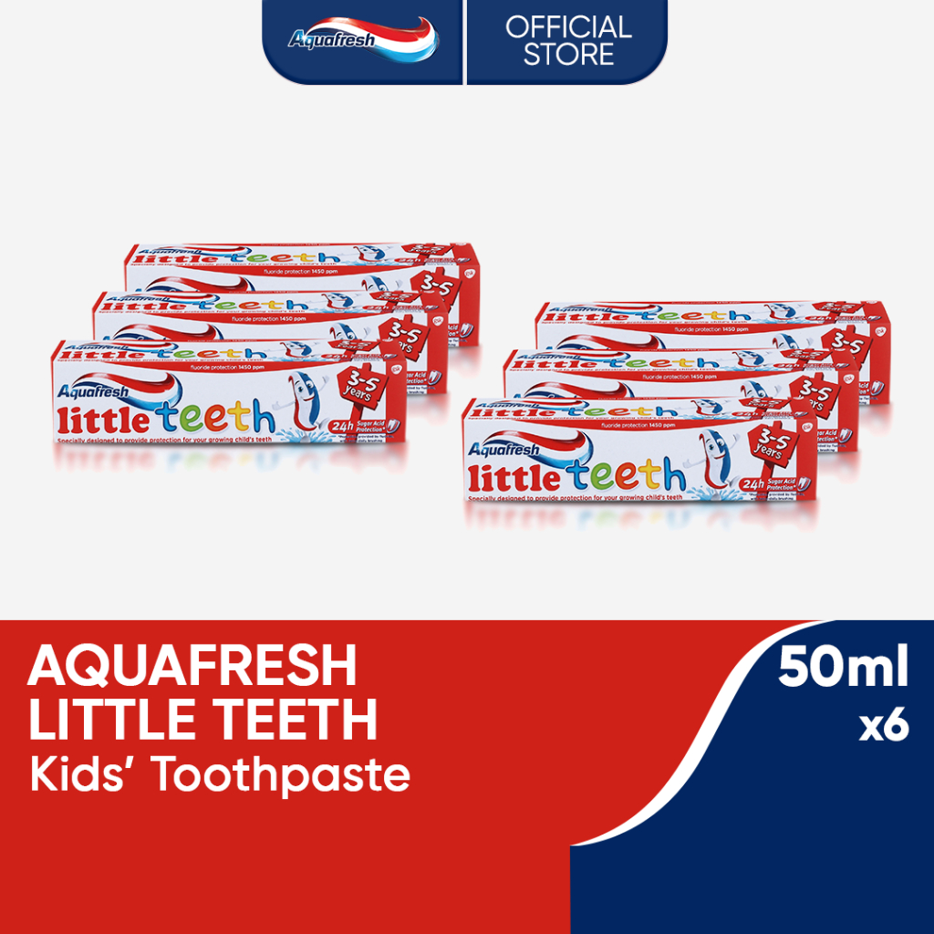 Aquafresh Little Teeth Kids' Toothpaste 50ml x6 (3-5 Years Old ...