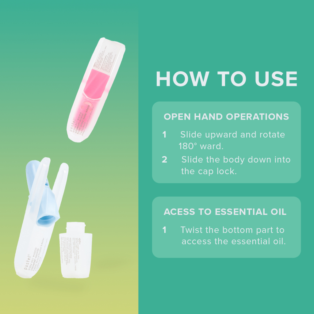 PASTEL Translucent Pocket Inhaler (1.5ml) [Menthol, Eucalyptus, Relieve ...