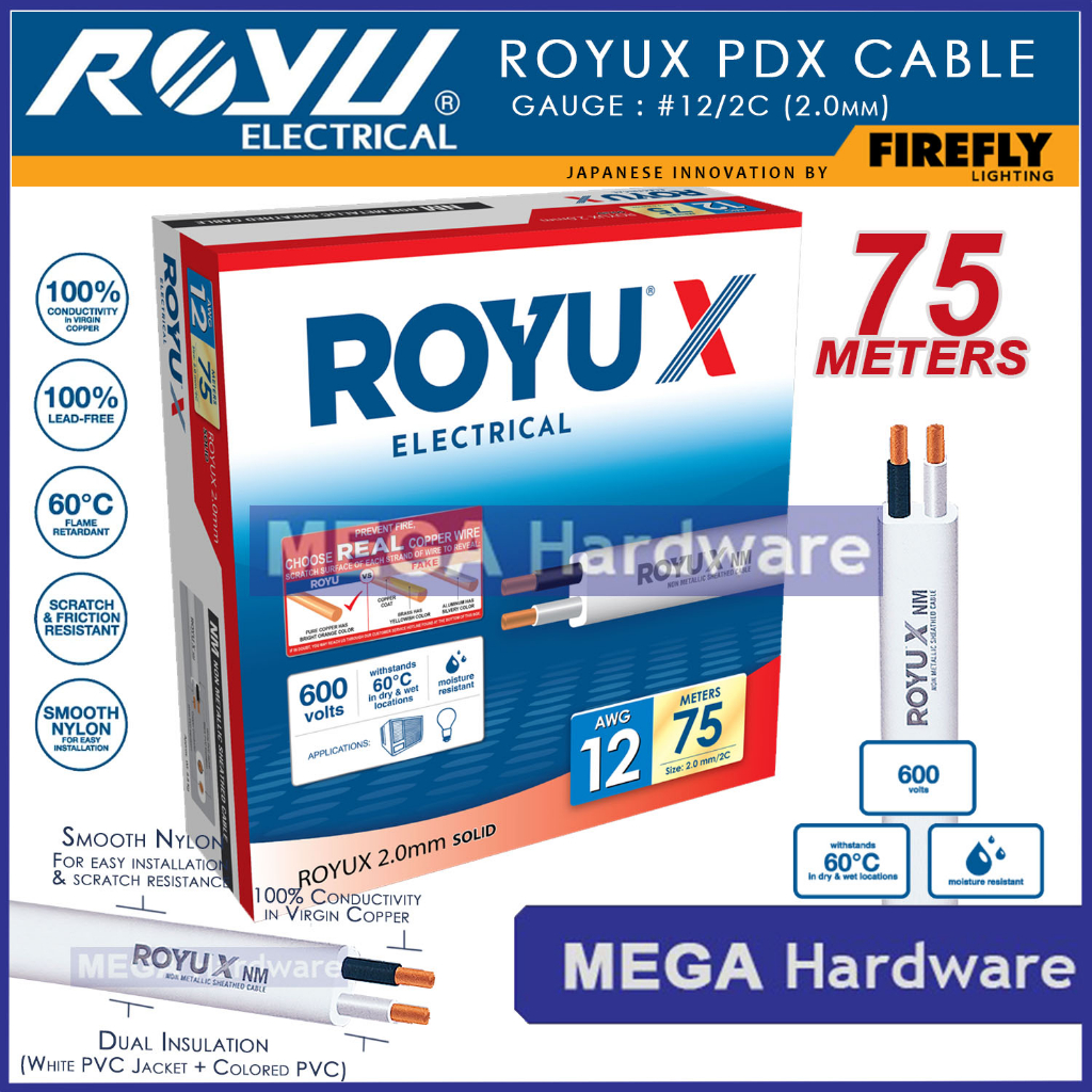 ROYU ROYUX PDX Wire / Duplex Solid Wire / Dual Flat Wire #10 #12 # 14 ...