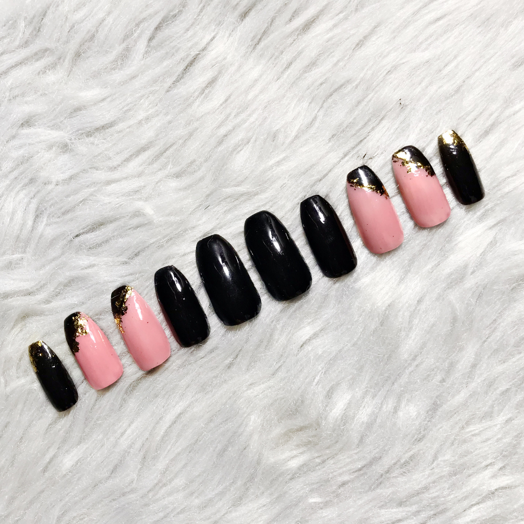 Press On Nails - Black & Gold - Epiphany Nails PH - Fake Nails | Shopee ...