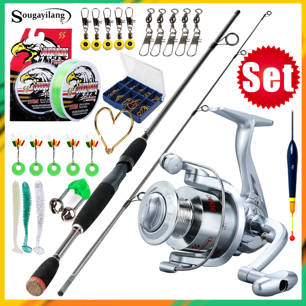 Sougayilang【COD】Fishing Rod Set Portable 1.8m Spinning Rod 5.2:1 ...