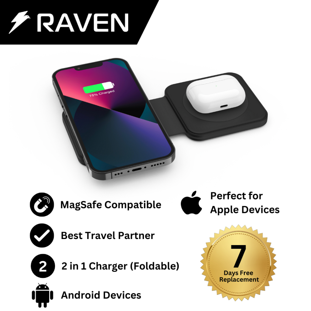 RAVEN 2 in 1 Folding Magnetic and Wireless Charger | Shopee Philippines