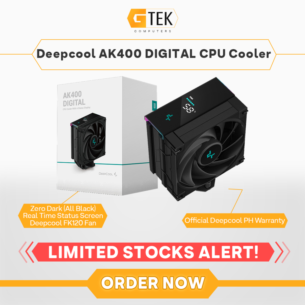 Deepcool AK400 DIGITAL w/ LED Status Display CPU Tower Cooler 120mm Fan ...