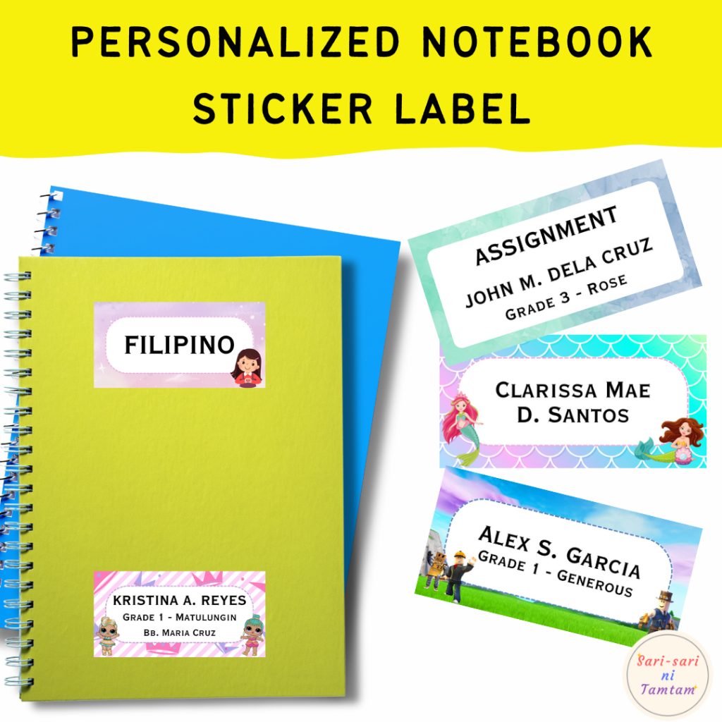 Personalized Subject Name Sticker Labels for Books Notebooks Folder ...