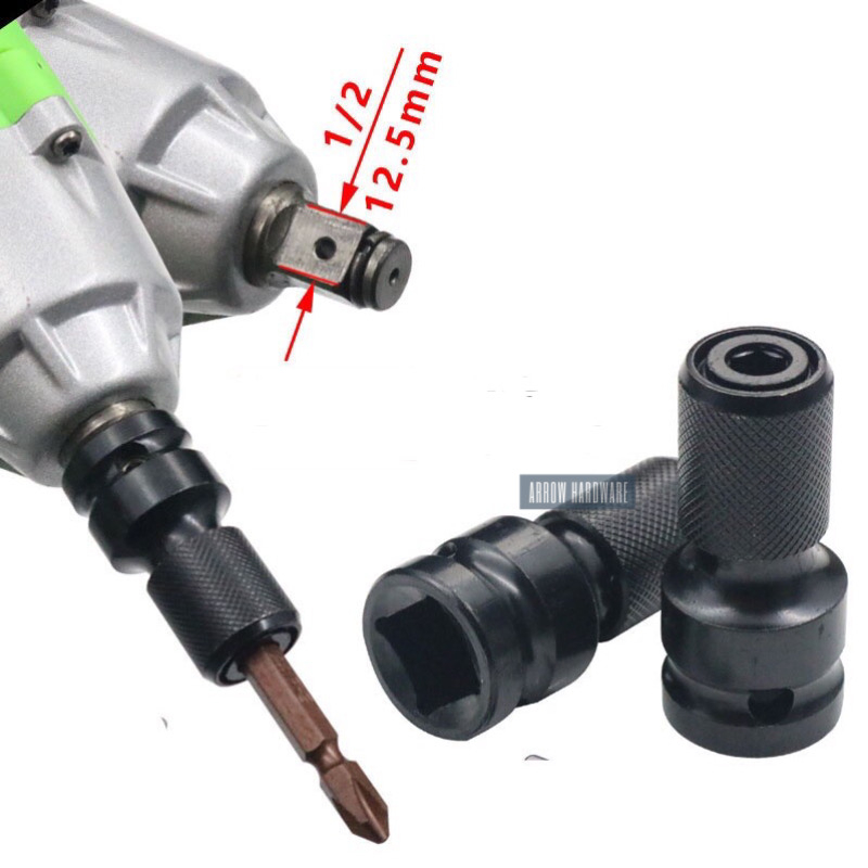 1/2" to 1/4" ##### Hexagon Shank Chuck Air Power Wrench Converter ...