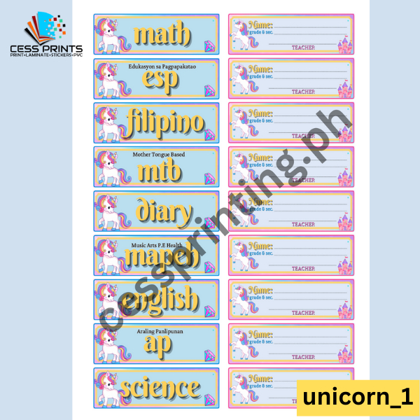 SUBJECT NAME STICKERS NEW DESIGNS!! ( barbie, cinnamoroll, kuromi and ...