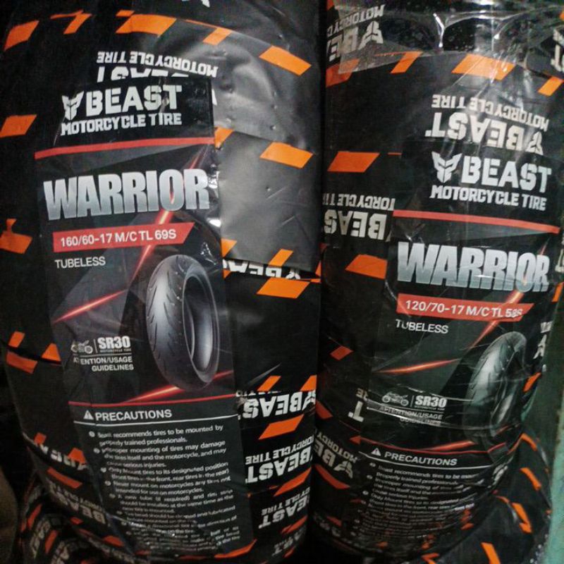 Beast tire Warrior Big Size 120/70'17 - 150/60'17 - 160/60'17 | Shopee ...