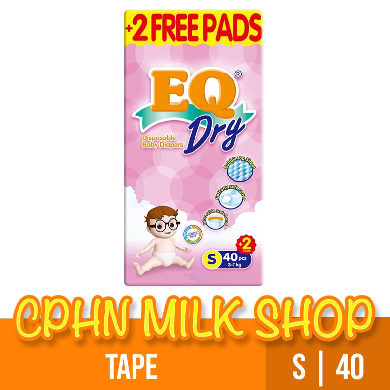 EQ Dry Tape Baby Diapers Econo Pack Small 40 | Shopee Philippines