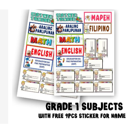 Subject Waterproof Sticker for notebooks with free Blank Name | Shopee ...