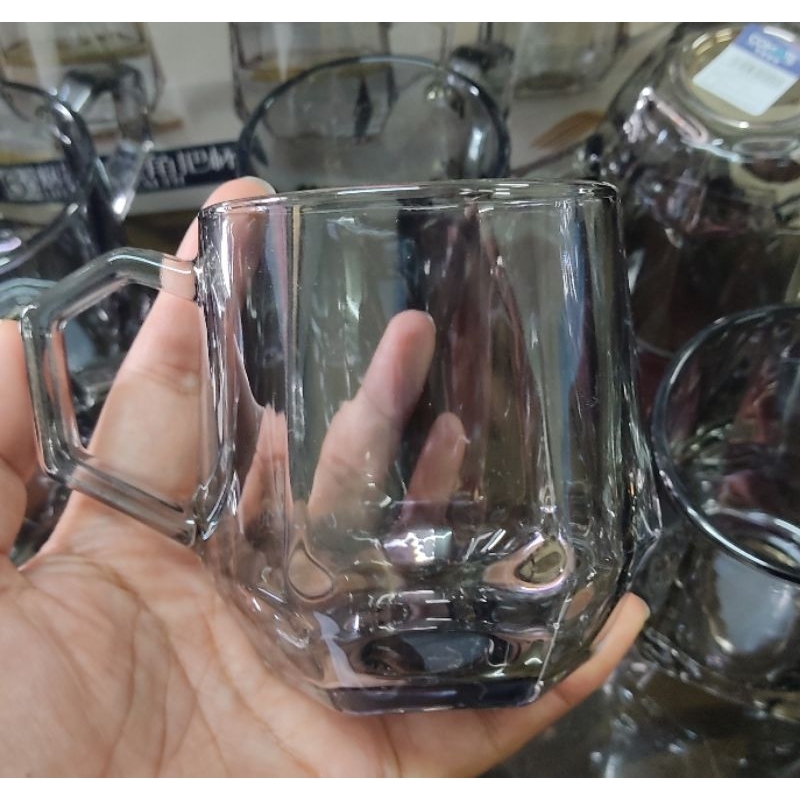6pcs ash gray 260ml Mug cup coffee mug hot n cold glass mug | Shopee ...