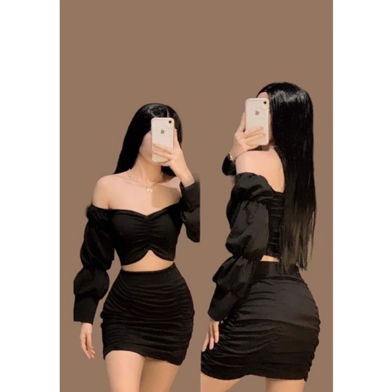 Sienna Korean Puff Top And skirt Coordinates | Shopee Philippines