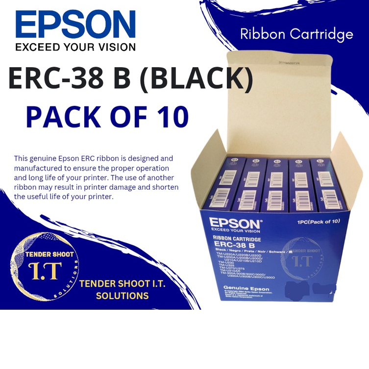 Original! EPSON ERC-38 ERC38 Black (Pack of 10's) Ribbon Cartridge for ...