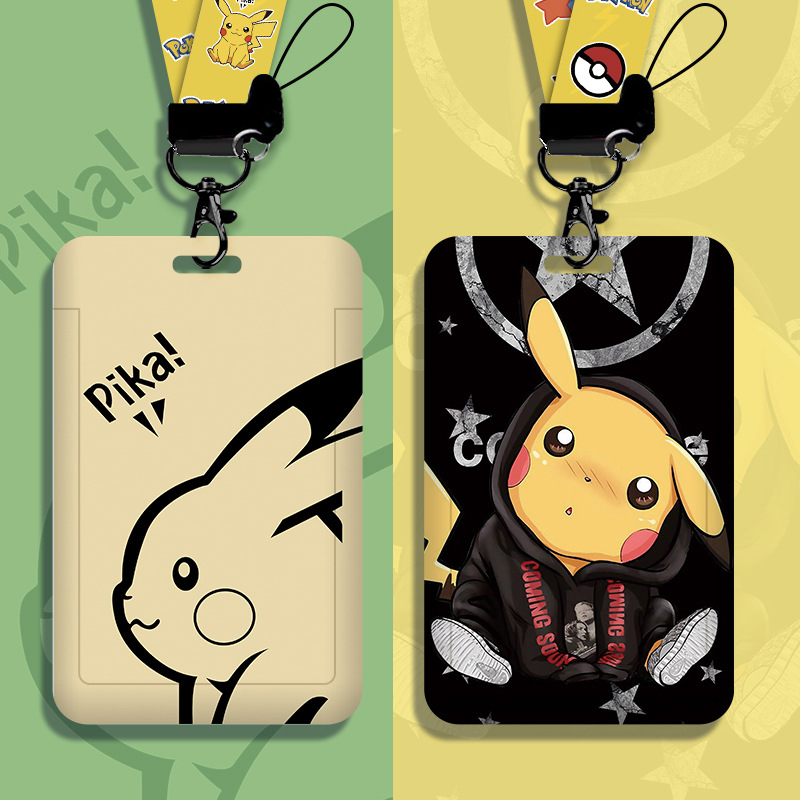 Pikachu cartoon business card box card lanyard badge ID card clip neck ...