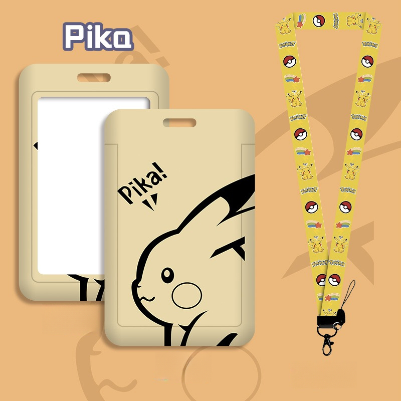 Pikachu cartoon business card box card lanyard badge ID card clip neck ...