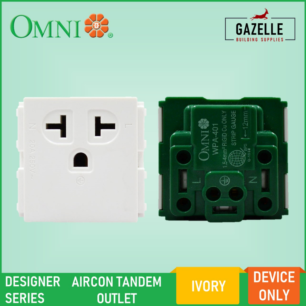 Omni Designer Series Aircon Tandem Outlet - Ivory / Brass / Graphite ...