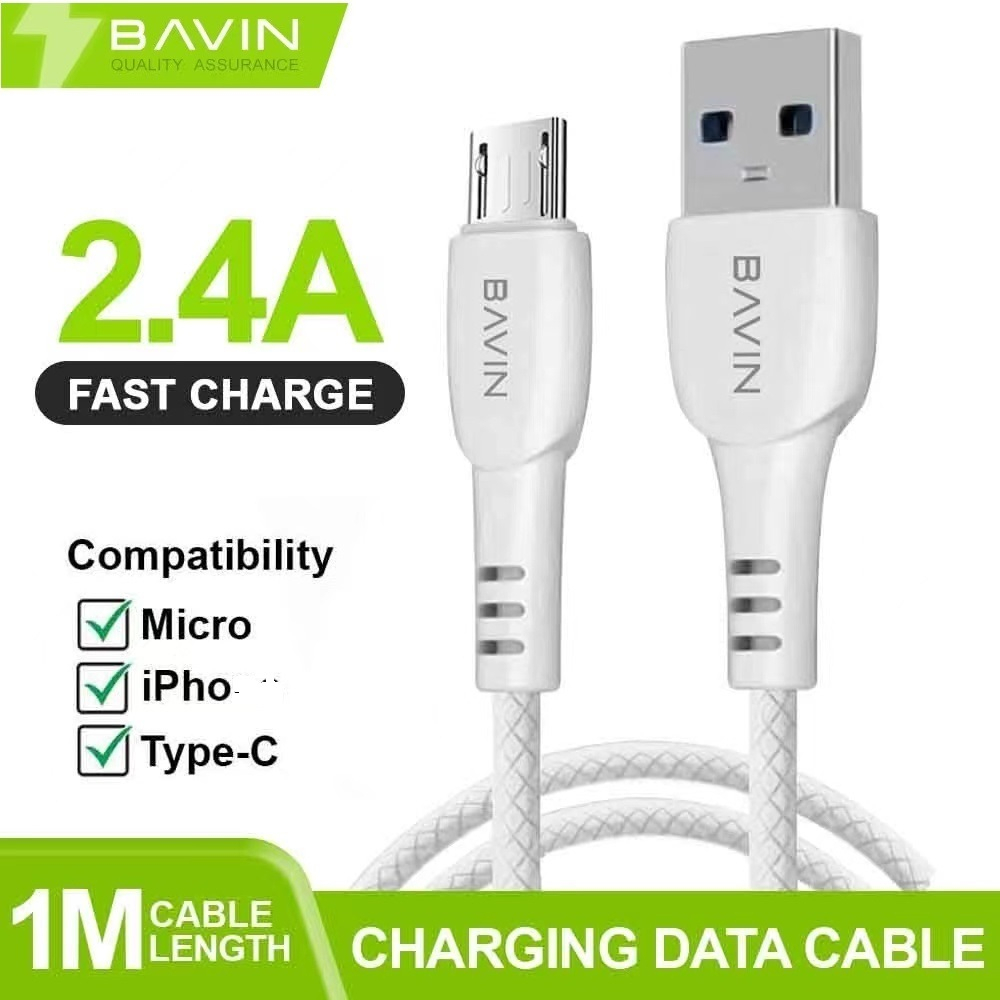 BAVIN CB221 2.4A USB Fast Charing Data Cable Rounded Strong Cable Wire ...