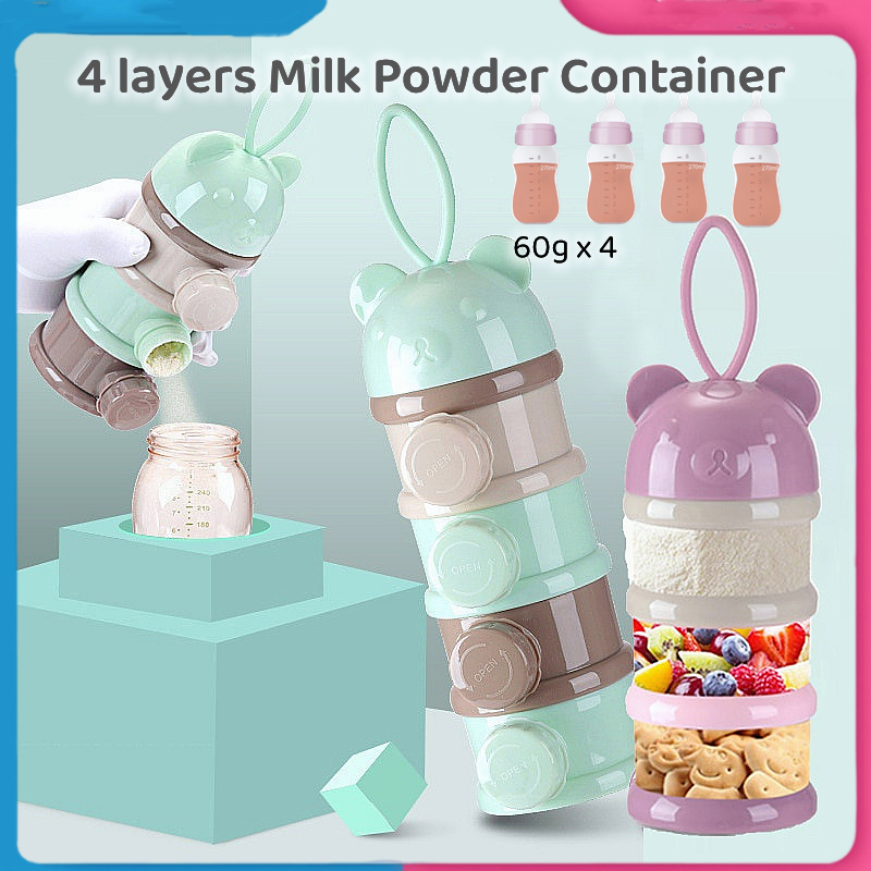 4 Layers Baby Milk Storage Powder Container Feeding Case Box Milk Case ...