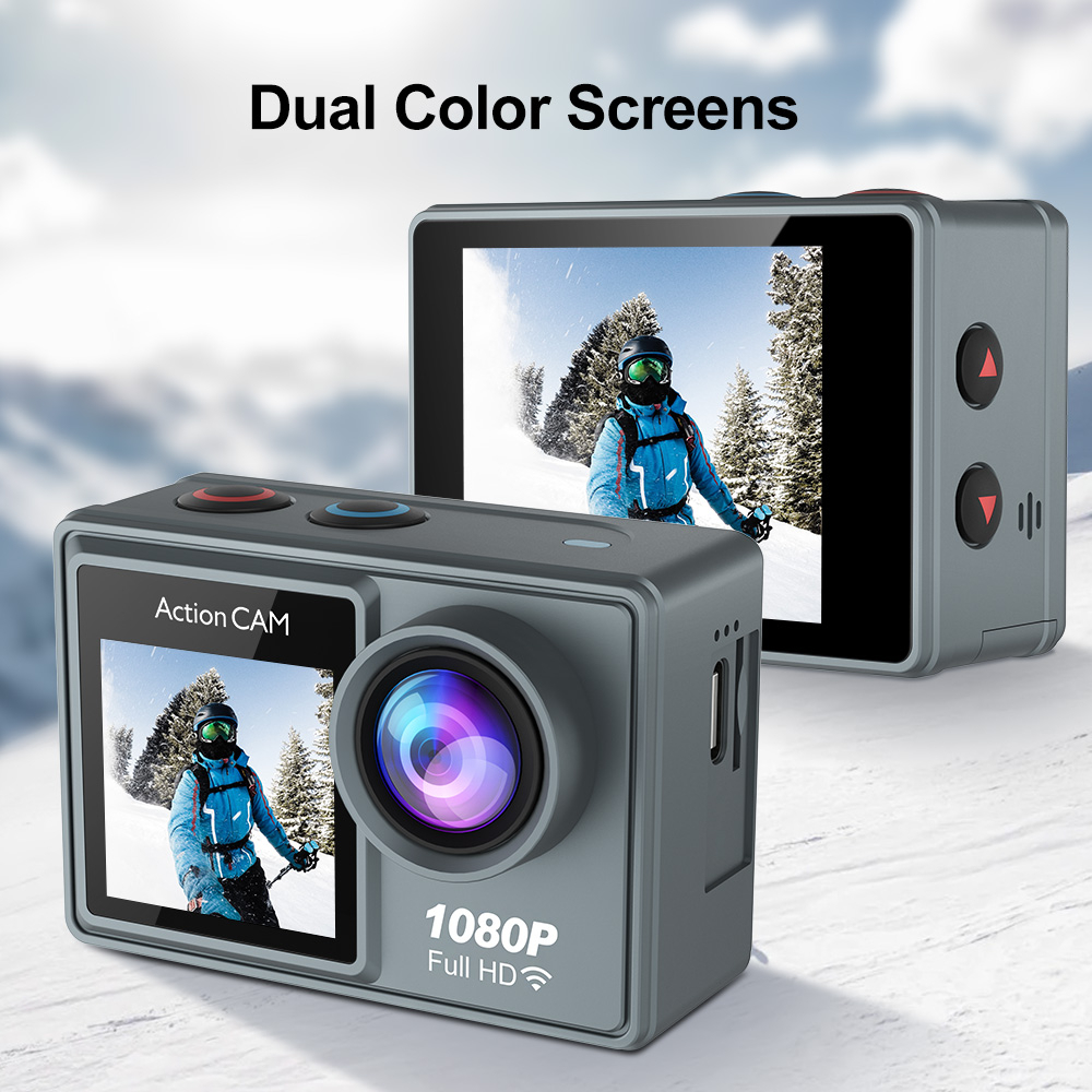 AUSEK Dual Screen 1080P 4K Ultra HD Action Camera Underwater 30M Helmet ...