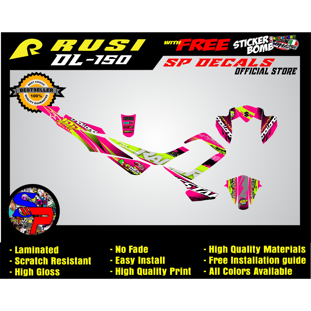 RUSI DL-150 New Sticker Decals (you can request any design and color ...