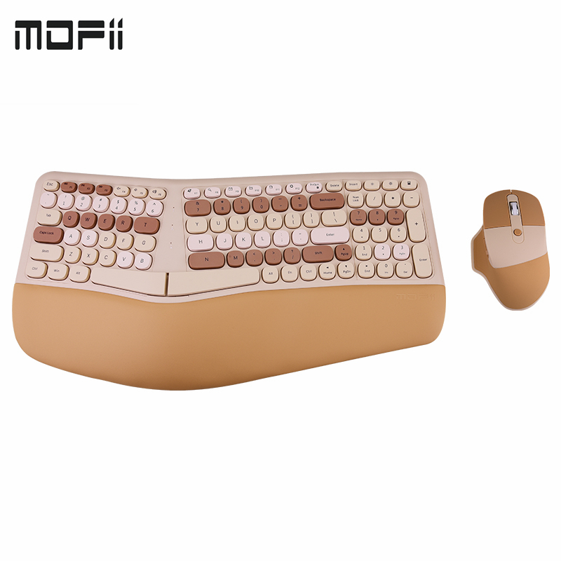 Mofii NOMI Ergonomics Wireless Keyboard and Mouse Combo with Leather ...