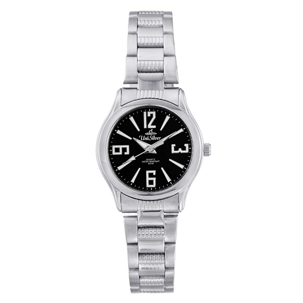 UniSilver TIME Women's Analog Black/Silver Stainless Steel KW1573-2102 ...