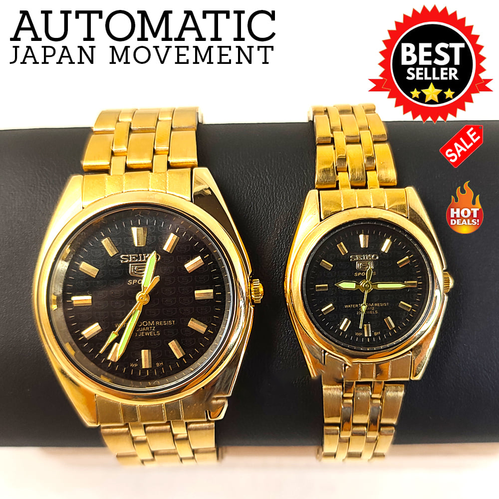 Seiko 5 21 Sports Gold Black Dial Jewels Automatic Hand Movement ...