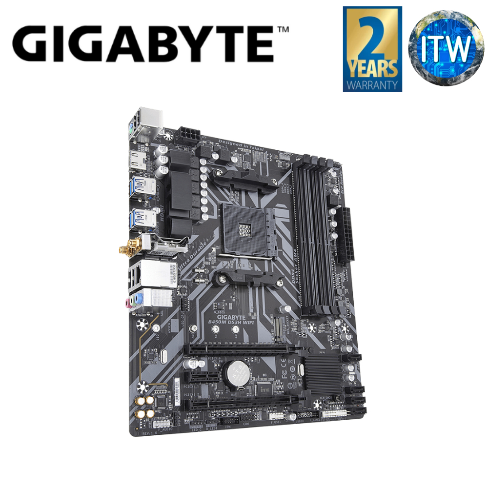 ITW | Gigabyte B450M DS3H WiFi micro-ATX AM4 DDR4 Ultra Durable ...