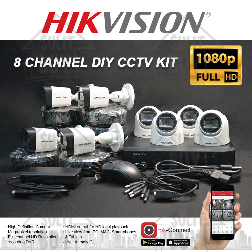 Hikvision 8CH 2MP Turbo HD Camera DIY KIT / DIY CCTV kit / CCTV kit ...