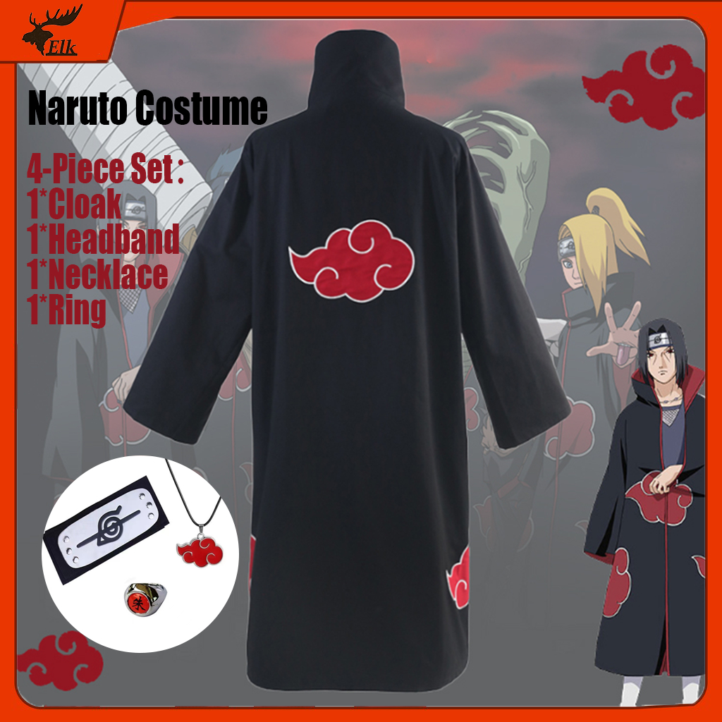 Naruto Costume Akatsuki Cloak Cosplay Naruto Sasuke Uchiha Cape Cosplay ...