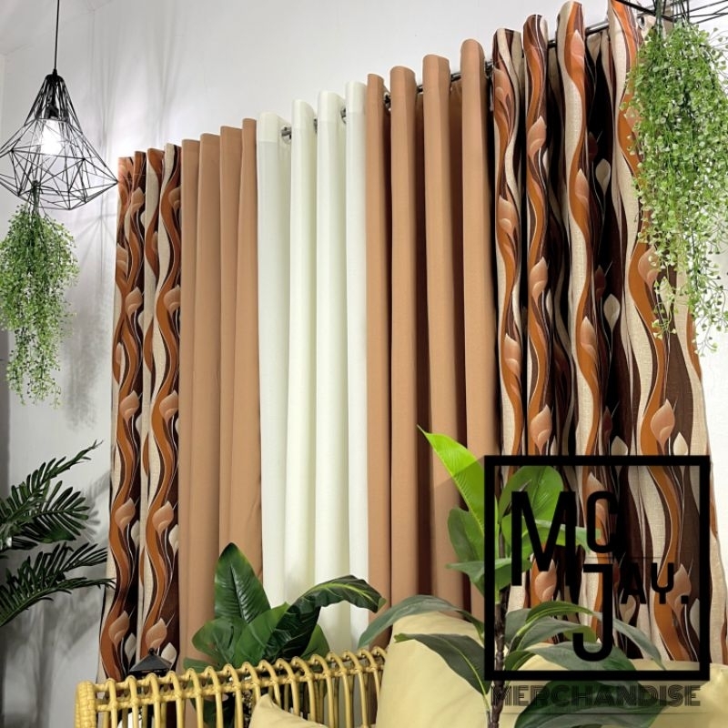 MCJAY - 5in1 Brown Tulips Ring Curtain Set (6ft/7ft) - Sold per PIECE ...