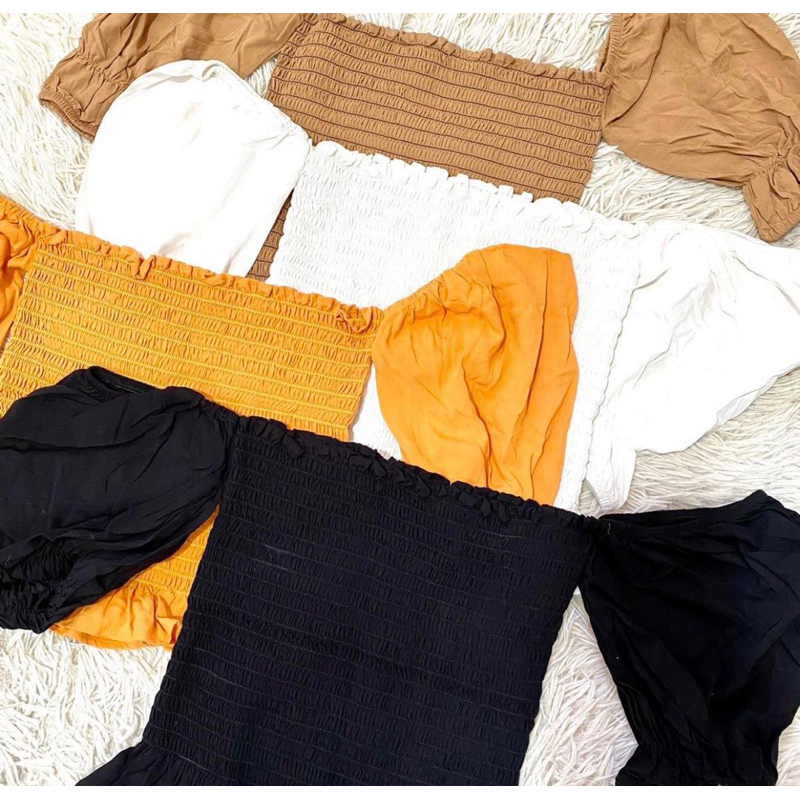 PAULINE SMOCKED PUFF TOP | Shopee Philippines