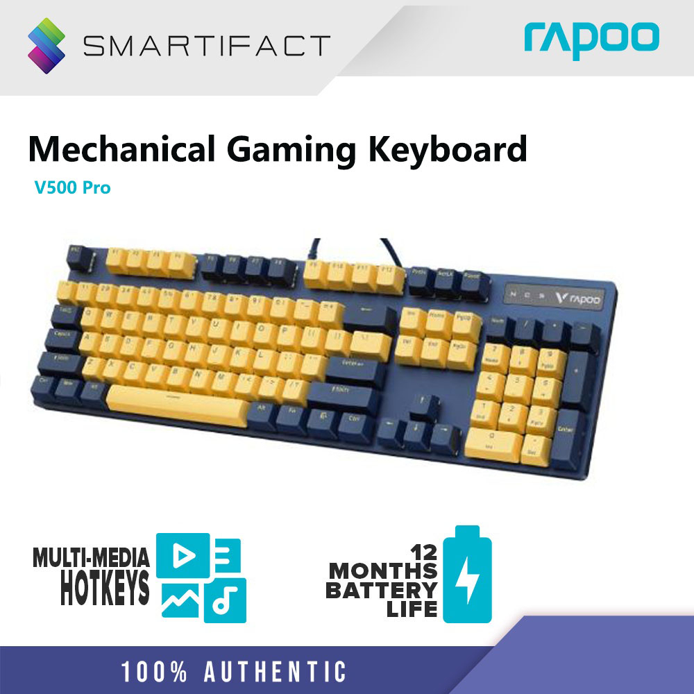 Rapoo V500 Pro Mixed Color Backlit Mechanical Keyboard Blue Switch Gaming Keyboard | Shopee ...