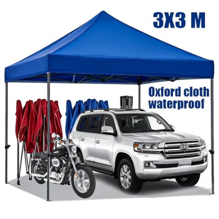 3x3 Tent Waterproof Retractable Tent Complete Set Black Post (Oxford ...