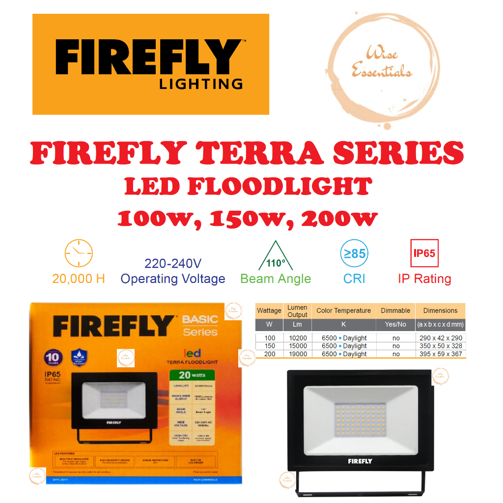 FIREFLY Terra Series LED Floodlight 100W, 150W, 200W | Shopee Philippines