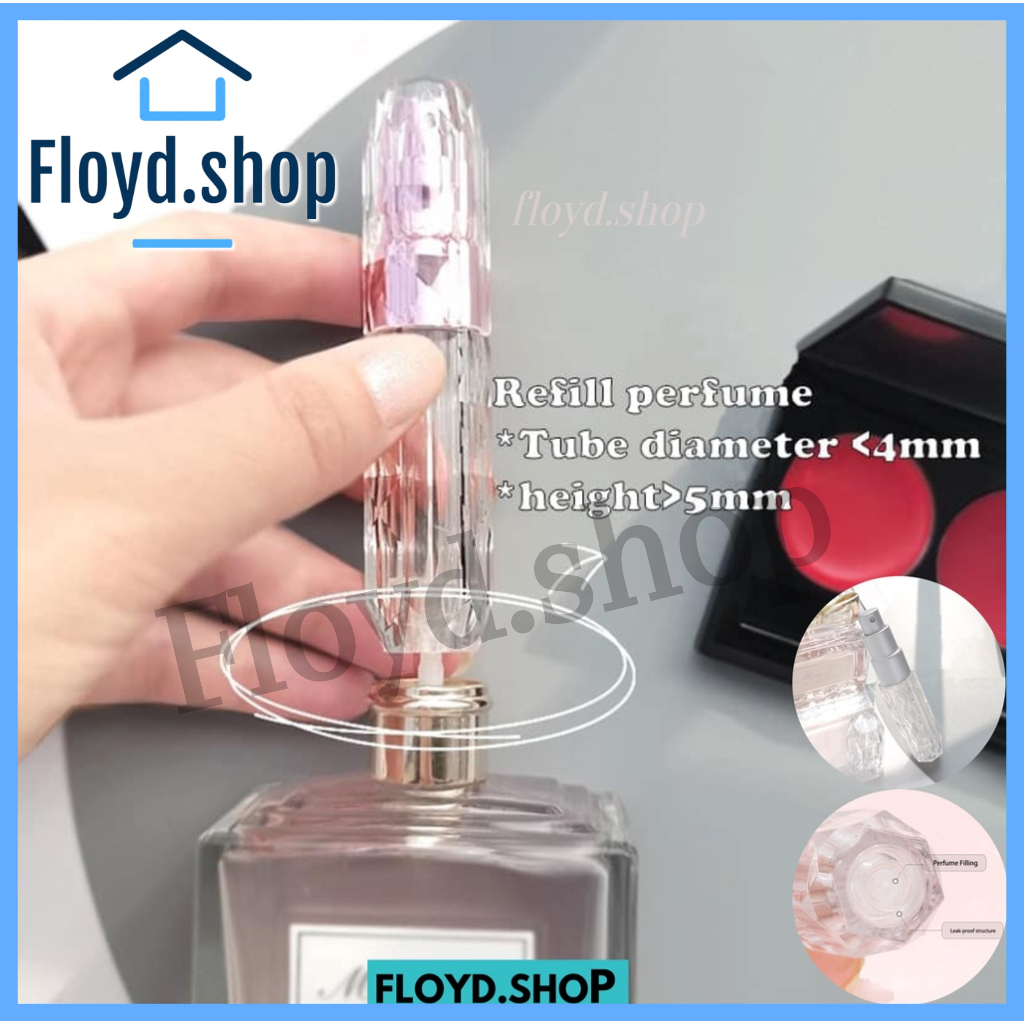 FLOYD.SHOP DIAMOND FACET MINI PERFUME REFILLABLE BOTTLE TRAVEL ATOMIZER 5ML ALCOHOL PERFUMES ...